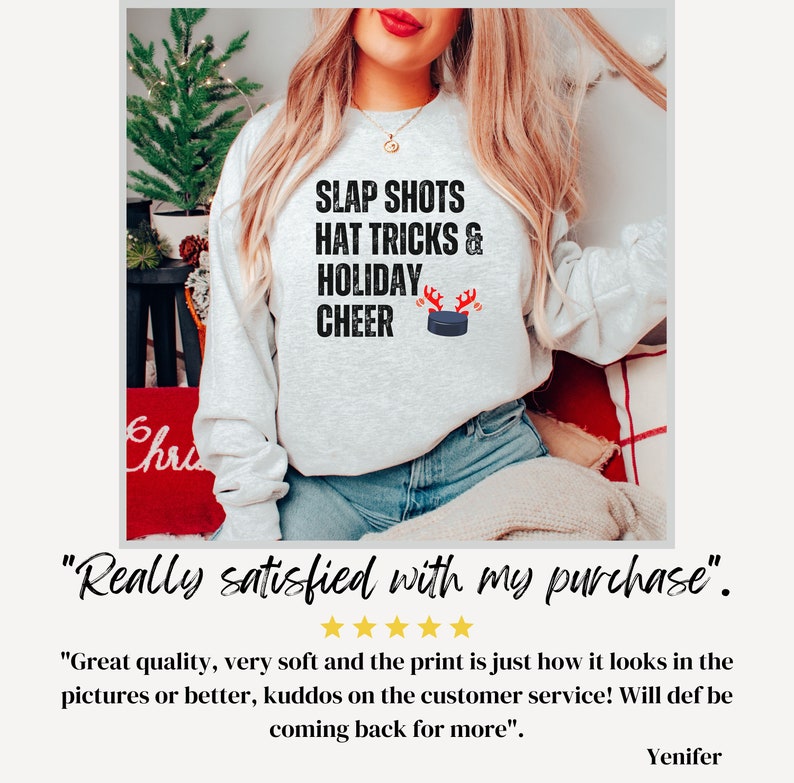 Funny Hockey Christmas Sweatshirt: Slap Shots & Holiday Cheer - Etsy