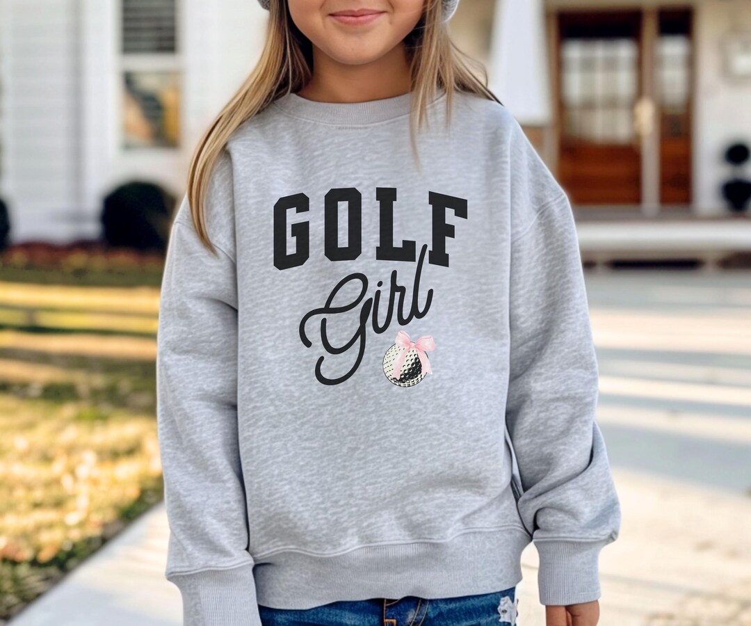Retro Golf Girl Youth Sweatshirt, Golf Pink Bow Youth Hoodie, Cute Golf ...