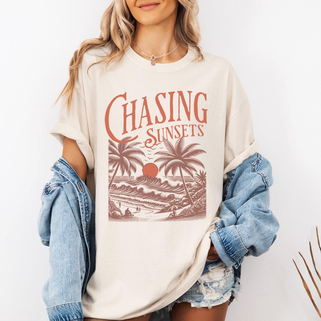 Retro Chasing Sunsets Comfort Colors® Shirt - Beach Graphic Tee - Etsy