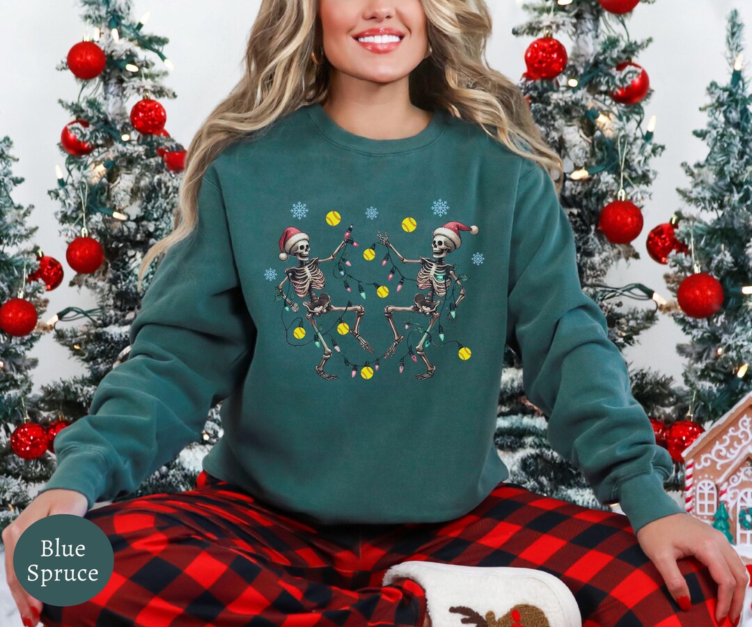 Dancing Skeletons Softball Christmas Sweatshirt - Comfort Colors ...