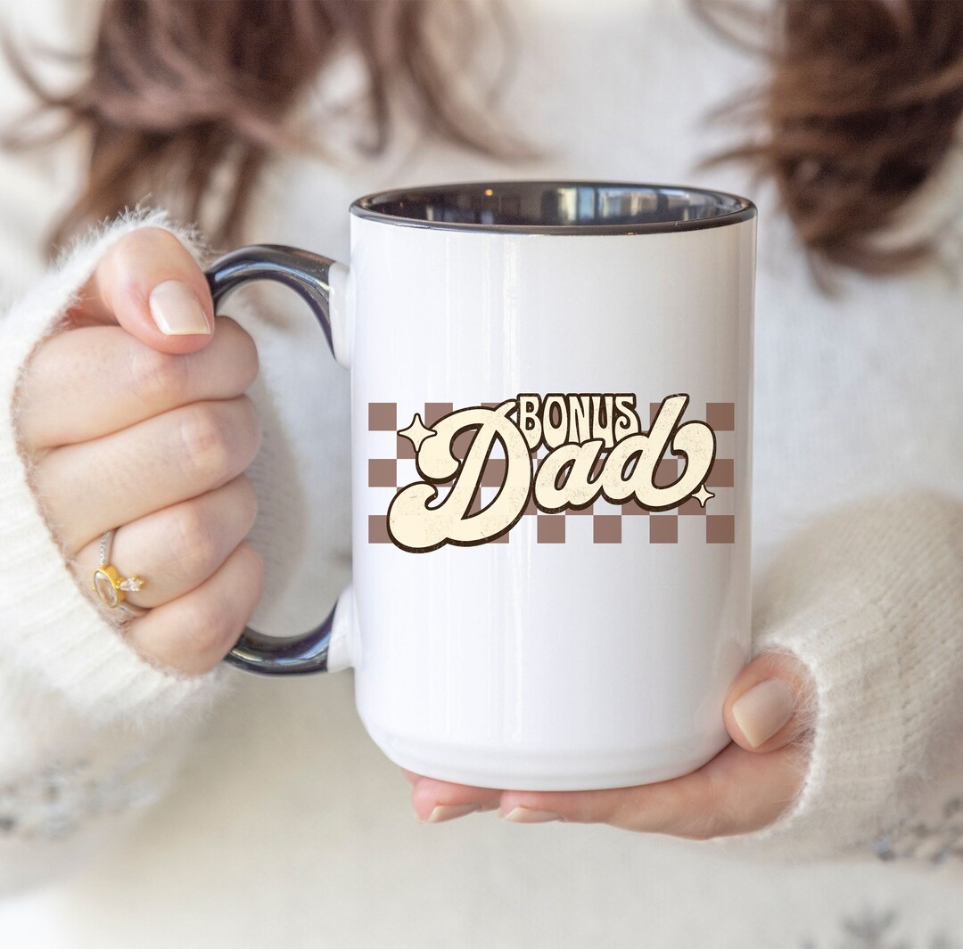 Retro Checkered Bonus Dad Mug, Gift for Dad, Retro Bonus Dad Coffee Mug ...