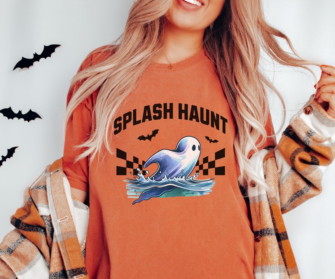 Comfort Colors® Retro Ghost Splash Haunt Swim Halloween Shirt, Swim Mom ...