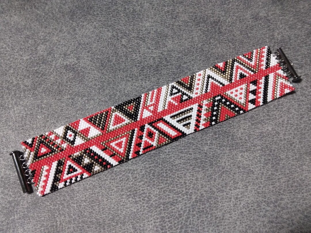 Fire and Smoke Native American Peyote Bracelet, Handmade Gift for Her ...