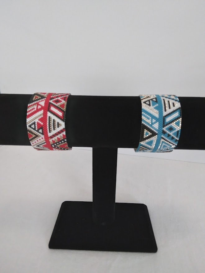 Fire and Smoke Peyote Bracelet, Handmade Gift for Her, Unique Geometric ...