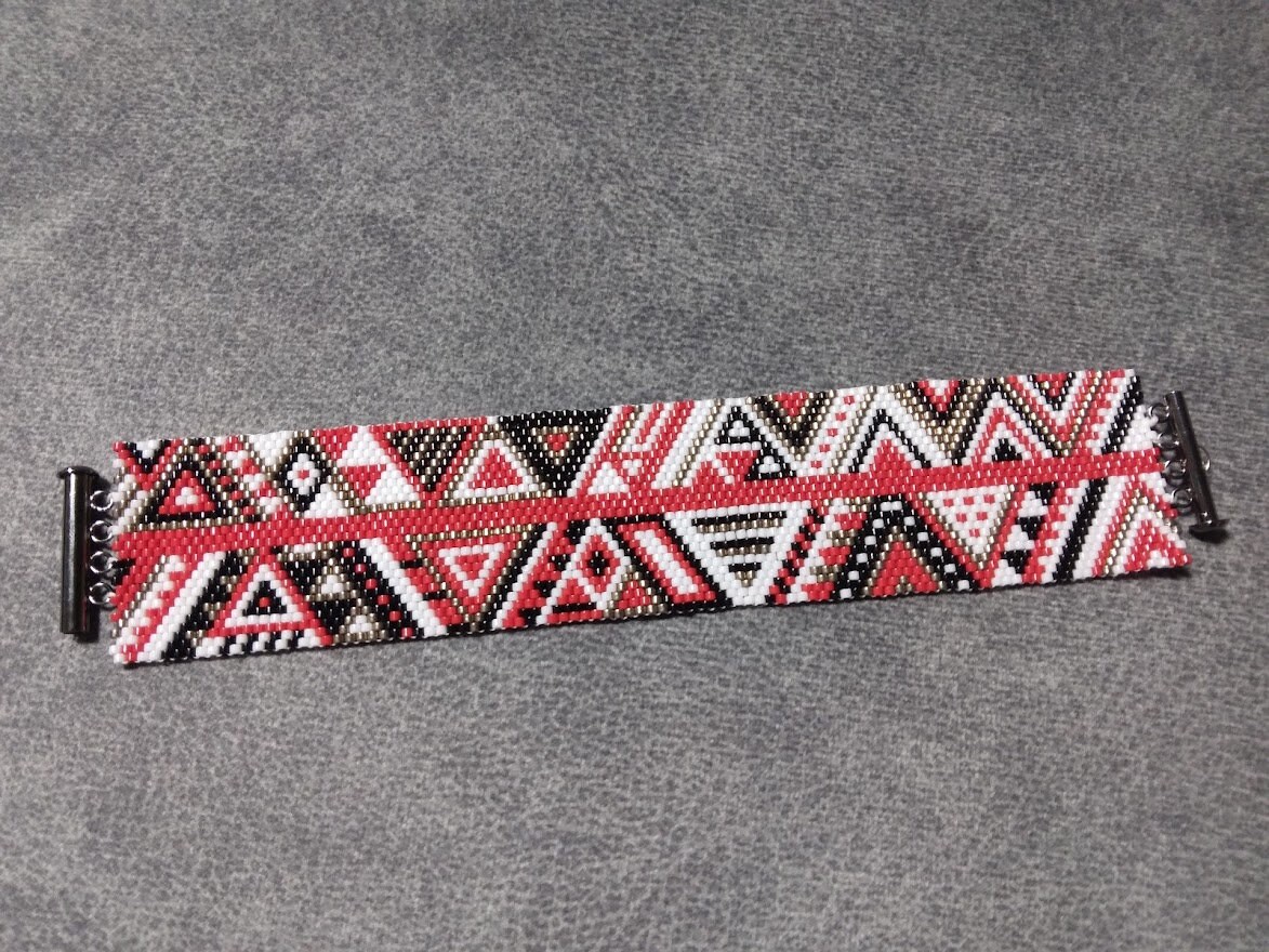 Fire and Smoke Peyote Bracelet, Handmade Gift for Her, Unique Geometric ...