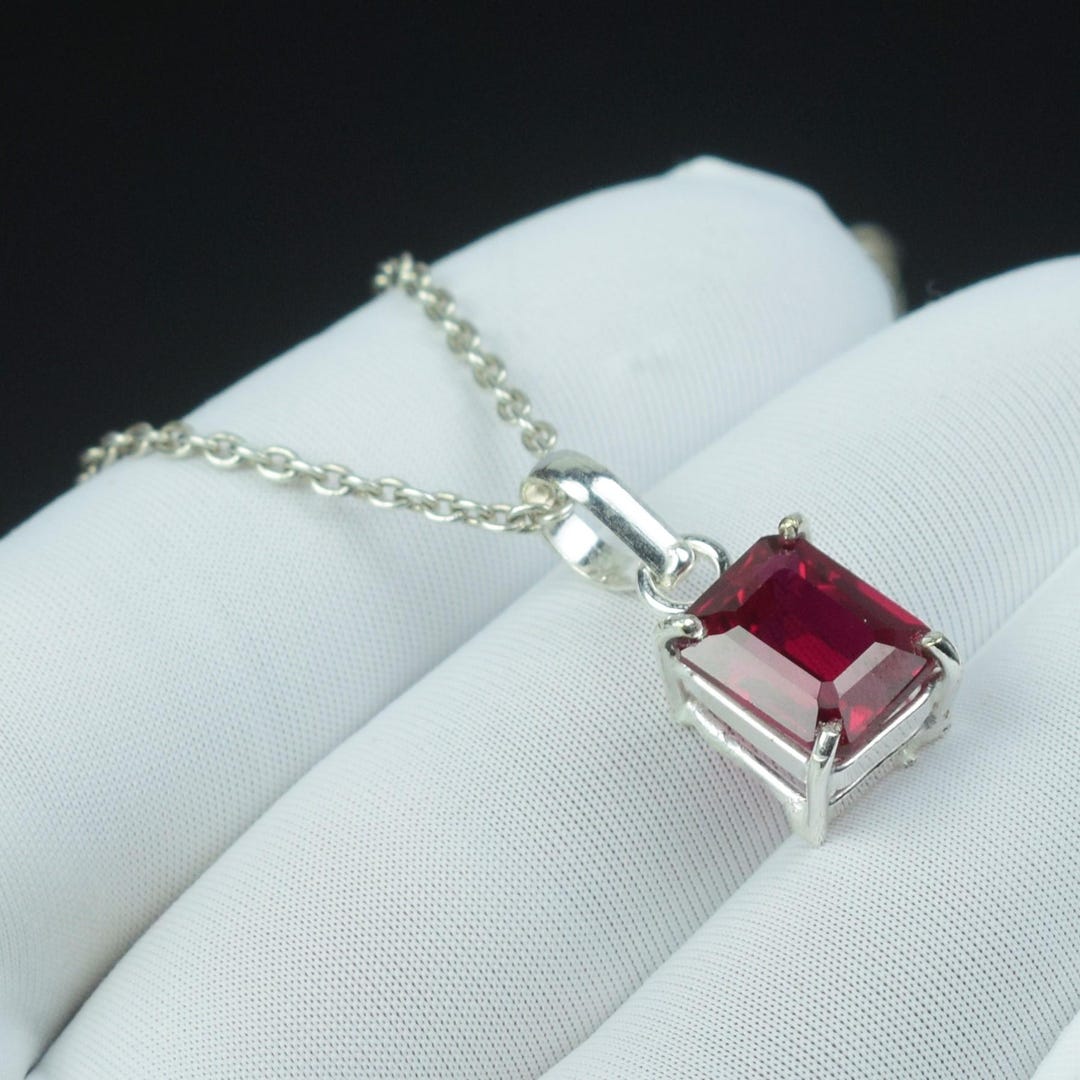 925 Sterling Silver Ruby Pendant | July Gift for Her Necklace | Luxury ...