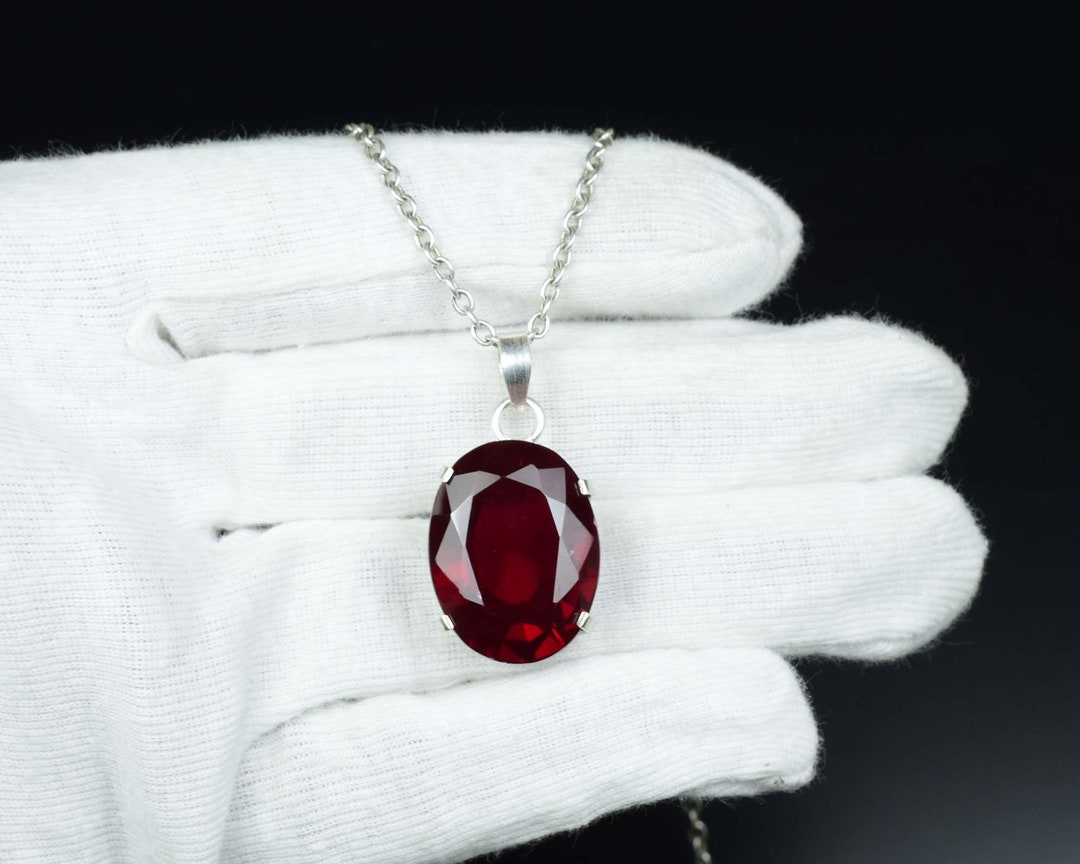 African Natural Red Ruby Necklace, Red Ruby Necklace, Red Ruby Pendant ...
