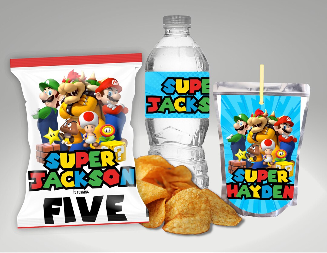 Mario Party Bundle Mario Chip Bags Mario Juice Labels Mario Etsy