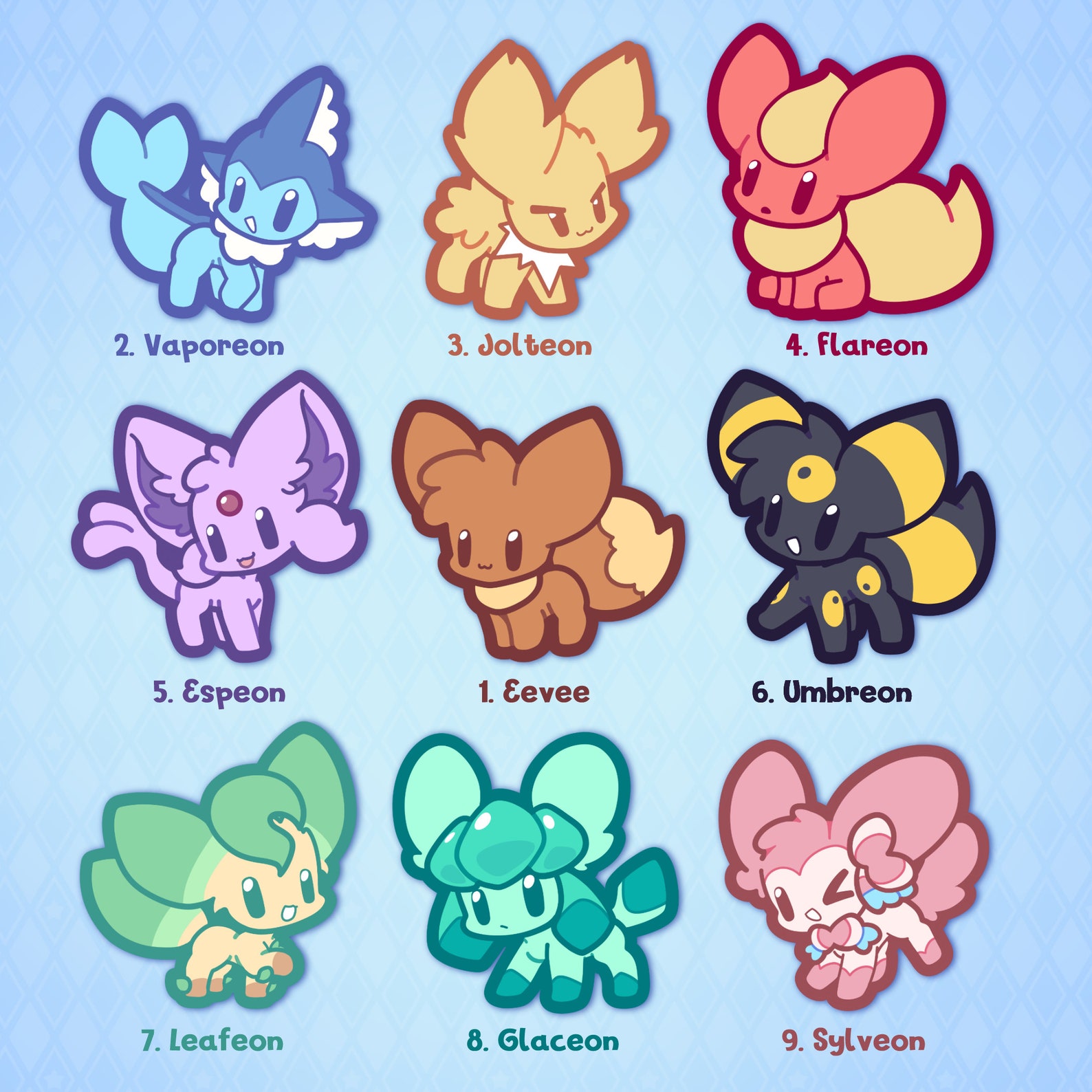 Chibi Eeveelution Diecut Stickers - Etsy