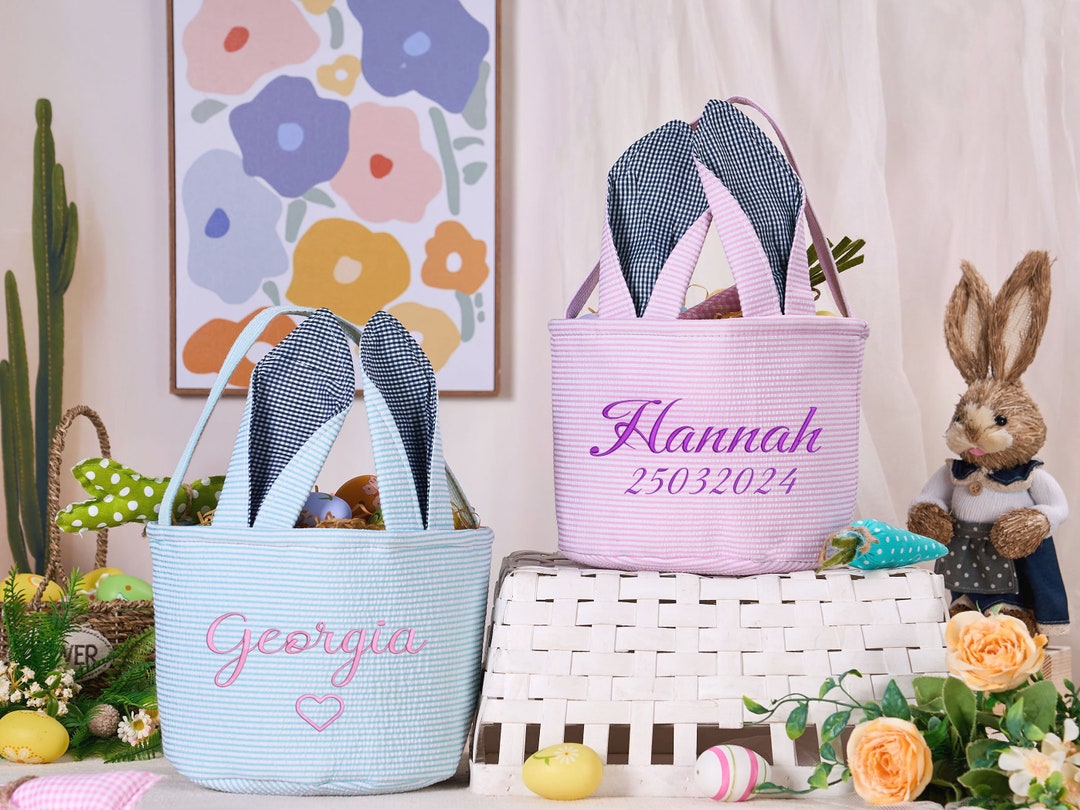 Personalized Easter Basket Girls Easter Basket Bunny Basket for Kids ...