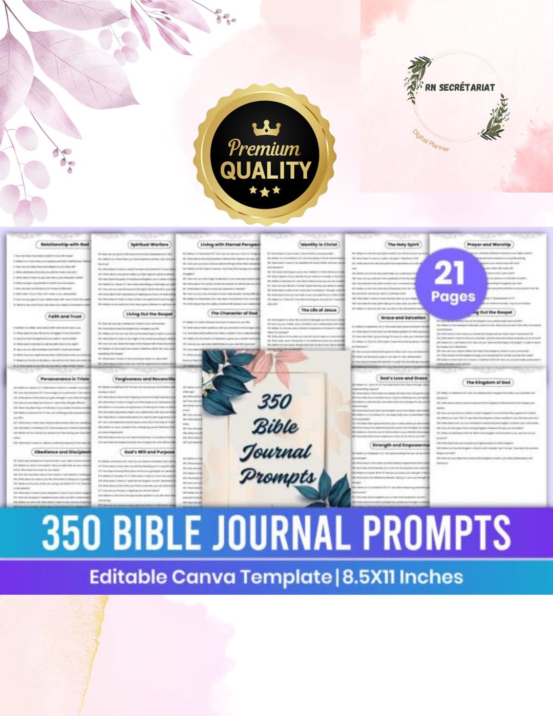 350 Bible Journal Prompts Canva Template, Bible Journal Prompts Canva ...