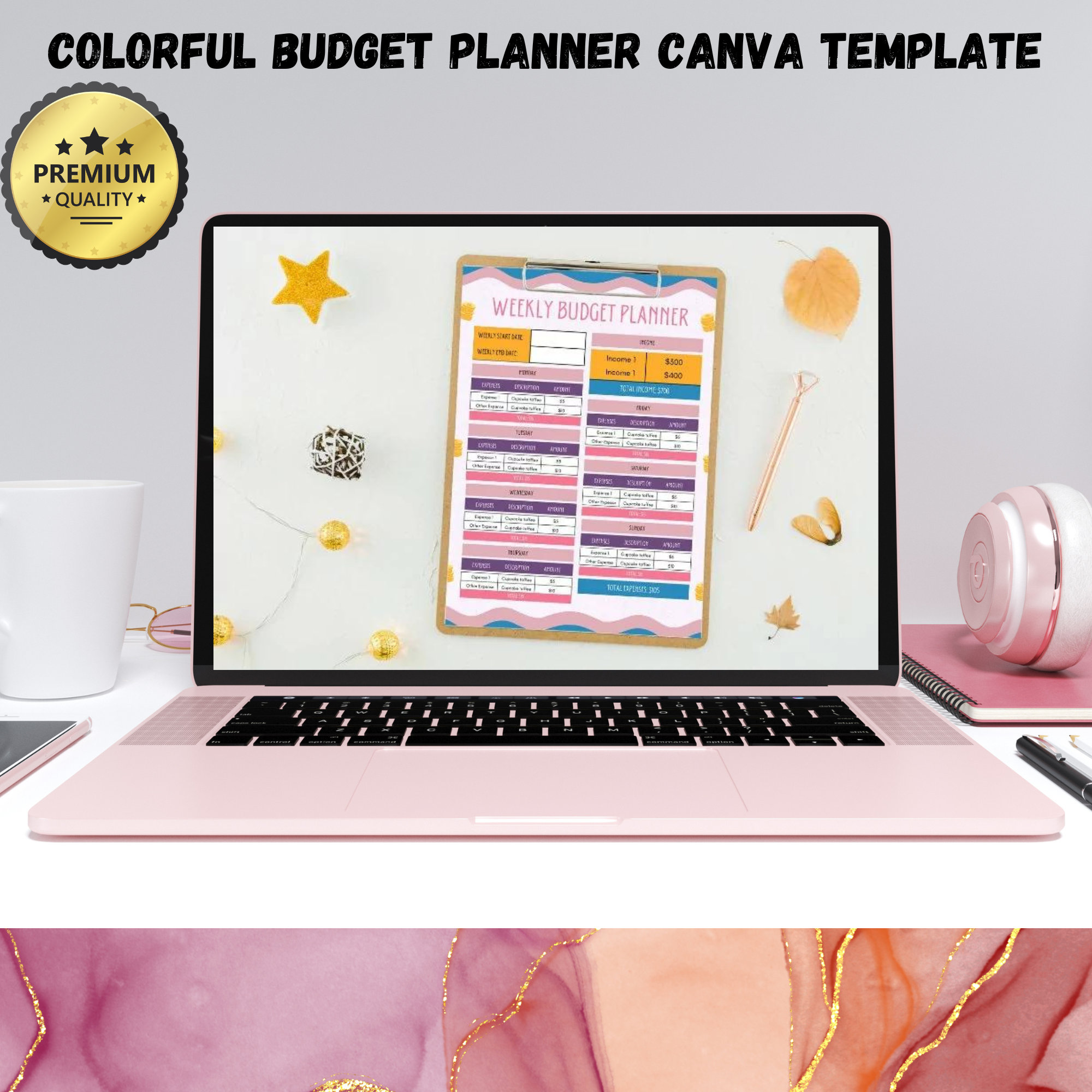 Colorful Budget Planner Canva Template, Budget Planner Template ...