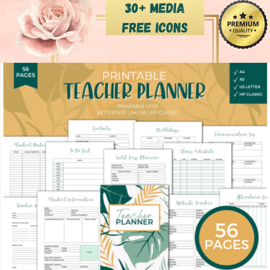 Teacher Planner Printable, Teacher Information, Easy and Organized ...