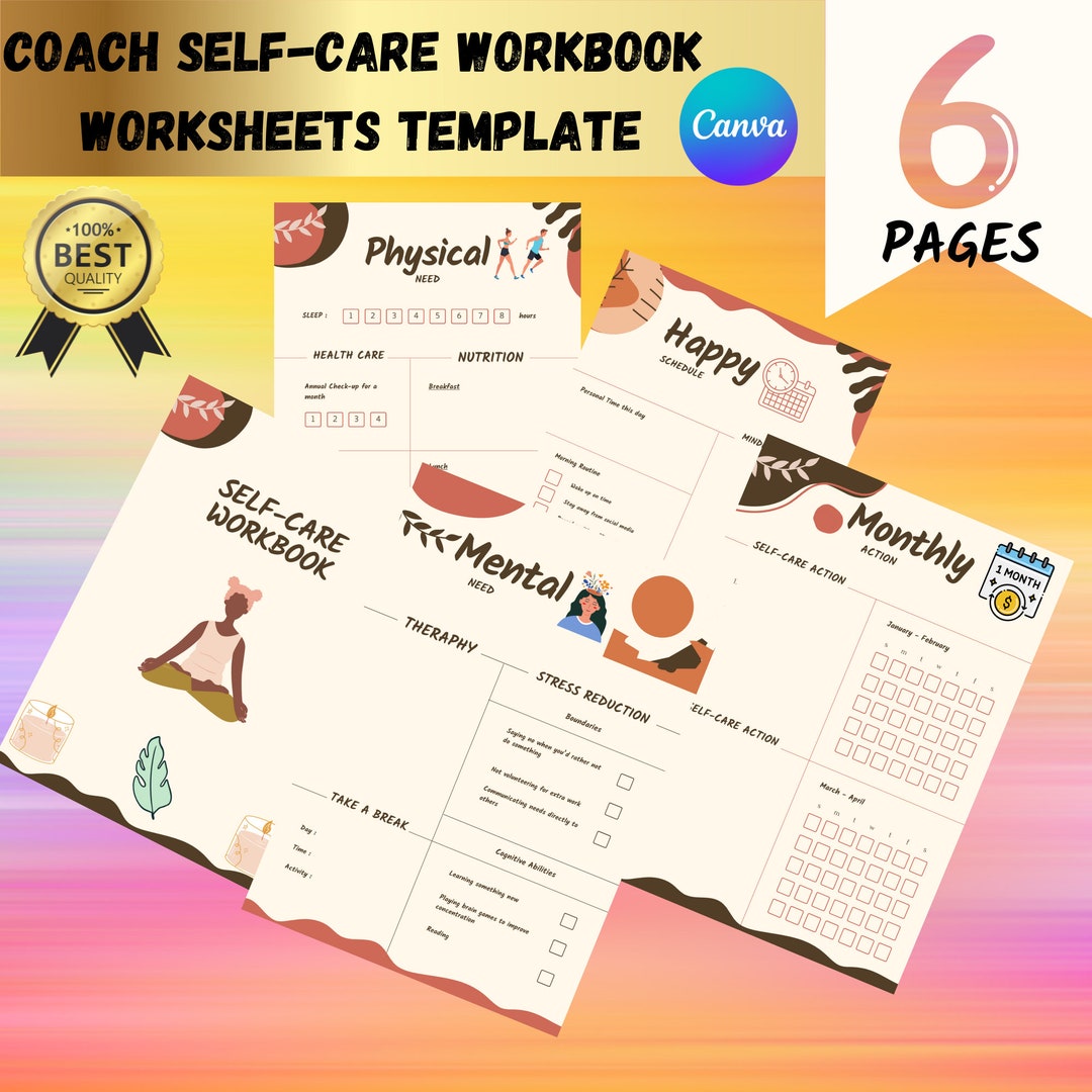 Self-care Workbook Worksheets Template, Self-care Workbook, Physical ...