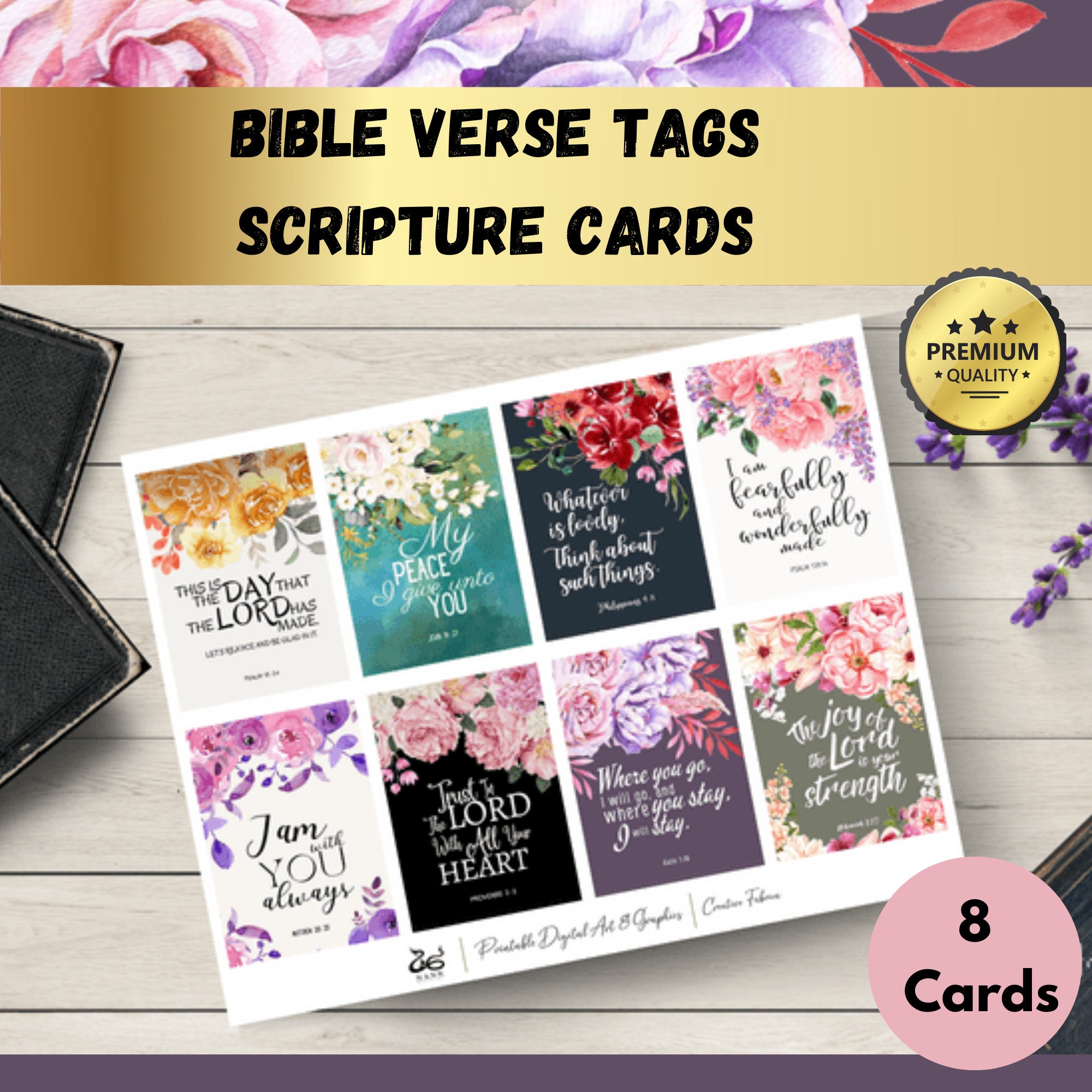 Bible Verse Tags/scripture Cards, Cover Template Book , Canva Template ...