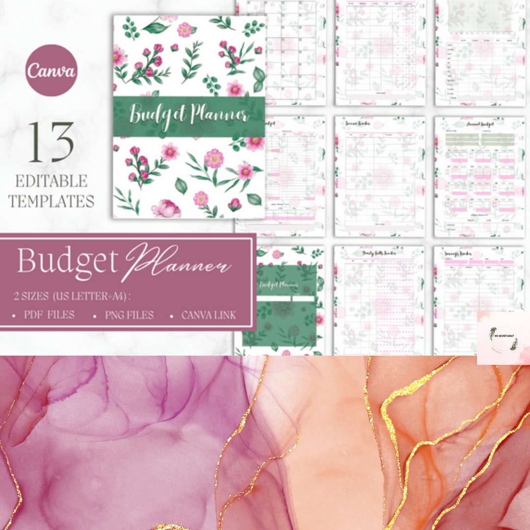 13 Editable Flowers Budget Canva Planner, Buget Canva Planner, Planner ...