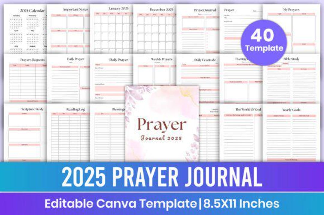 2025 Prayer Journal Canva Template, Prayer Journal Template, Prayer ...