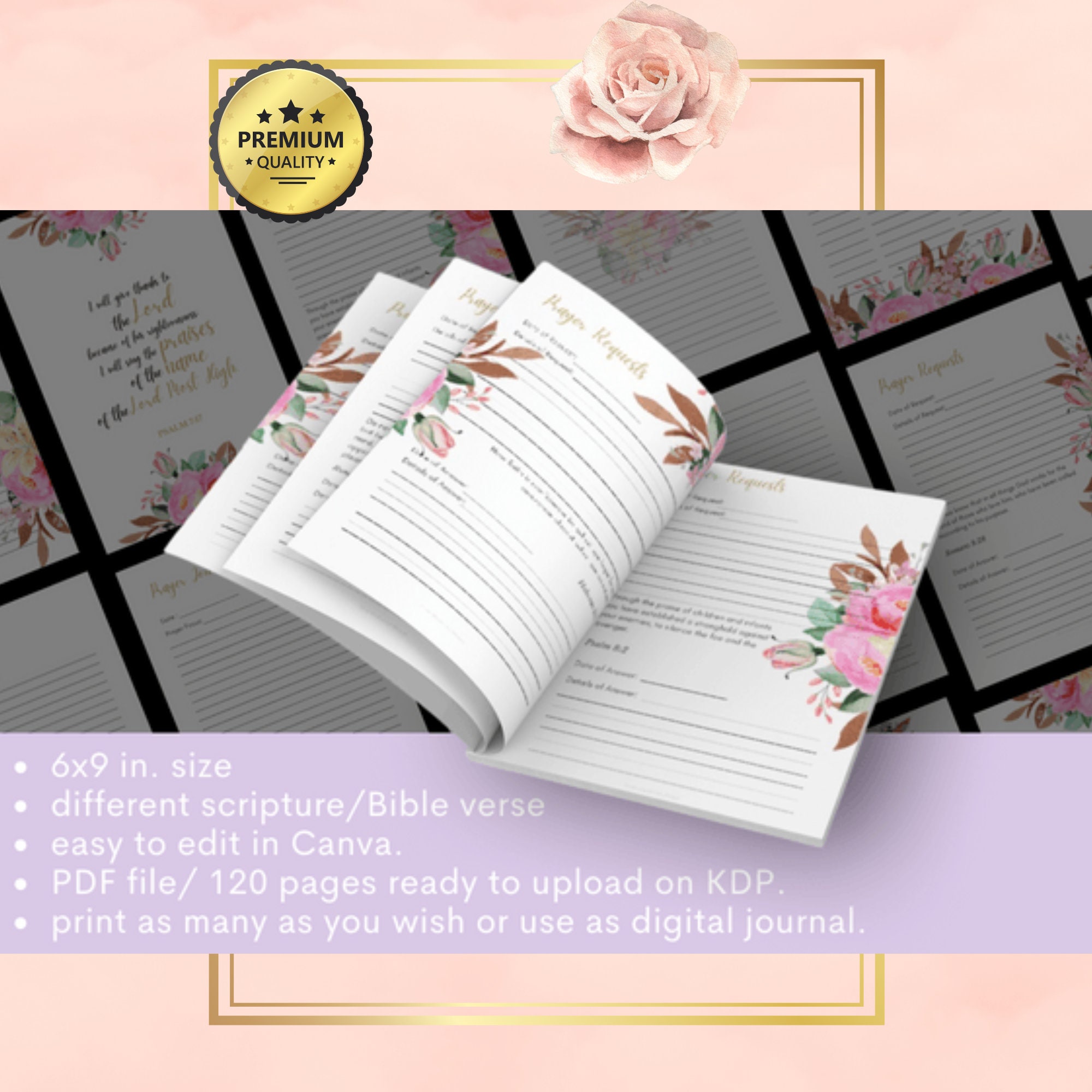 Editable Prayer Journal Cover Template Book Cover Template - Etsy