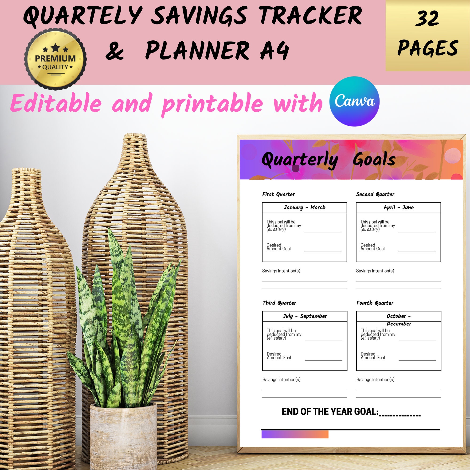 Quartely Savings Tracker & Planner Budget Planner Finance - Etsy
