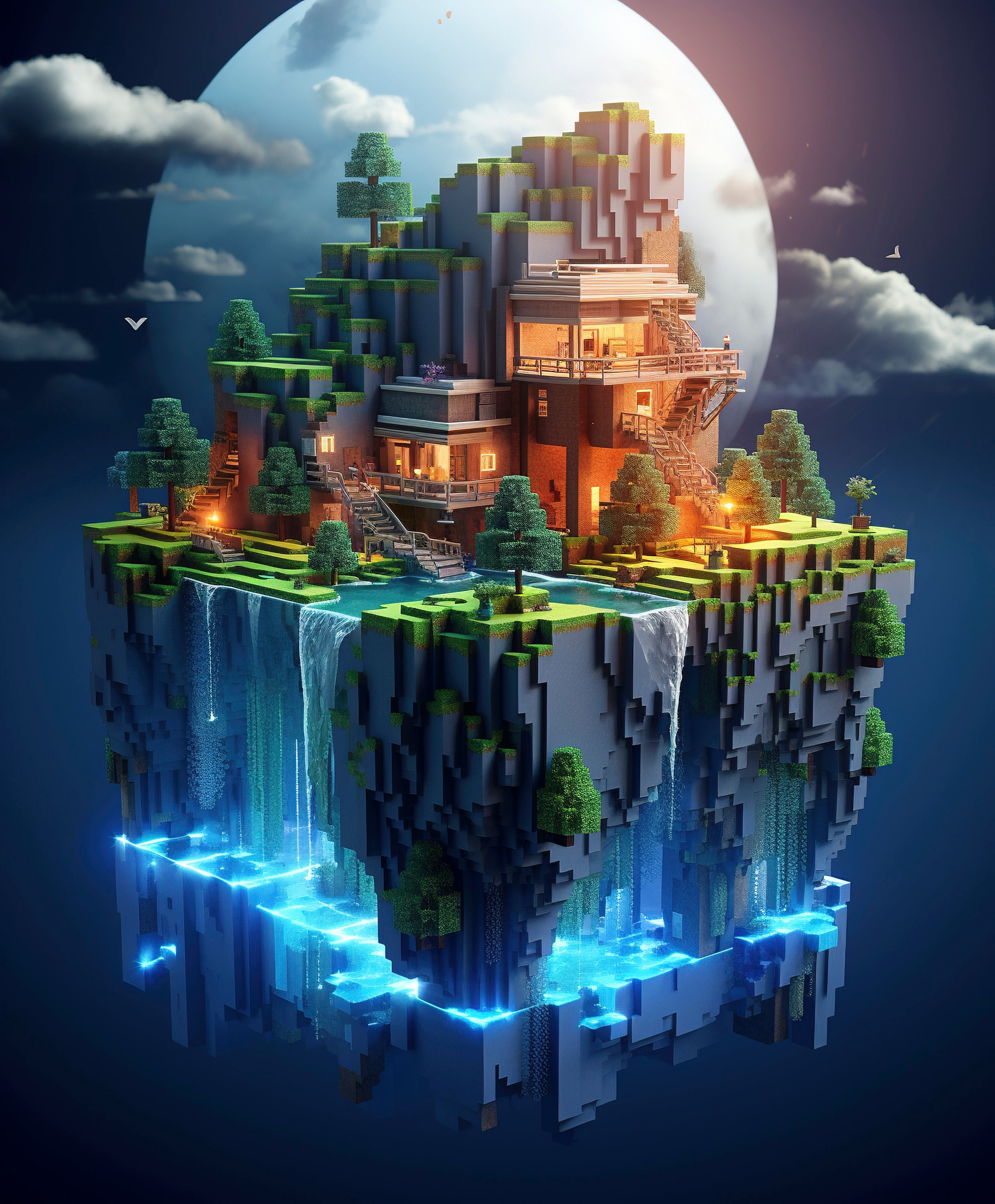 Minecrafter AI Pixel Art Birthday Gift Background 4K Digital Download ...