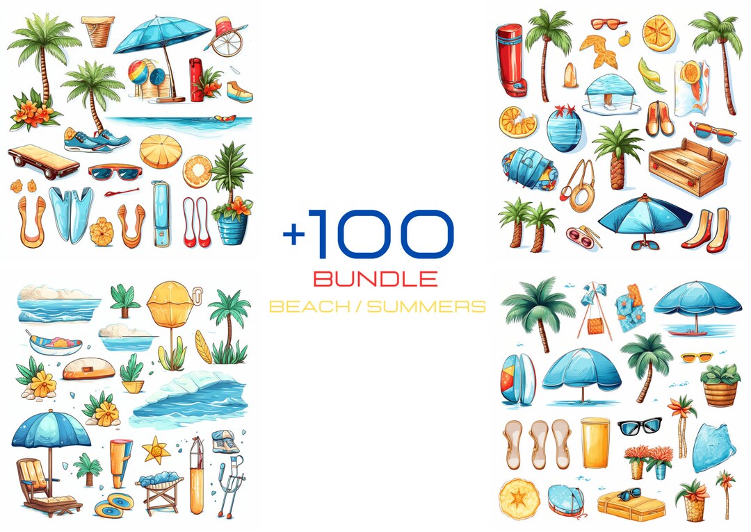 120 Summer Beach Clip Art Bundle - Etsy