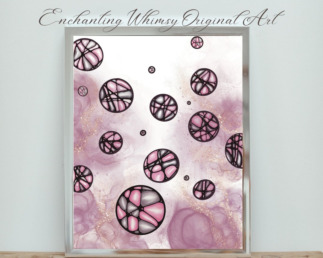 Neurographic Dusty Rose Abstract Art Digital Print, Colorful Pink ...