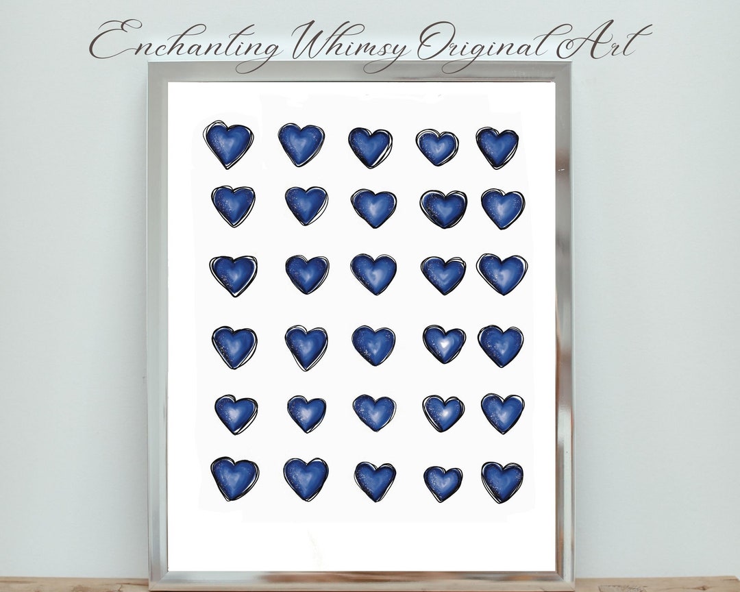 Blue Hearts Wall Art: Valentine's Day Nursery Decor (digital Download ...