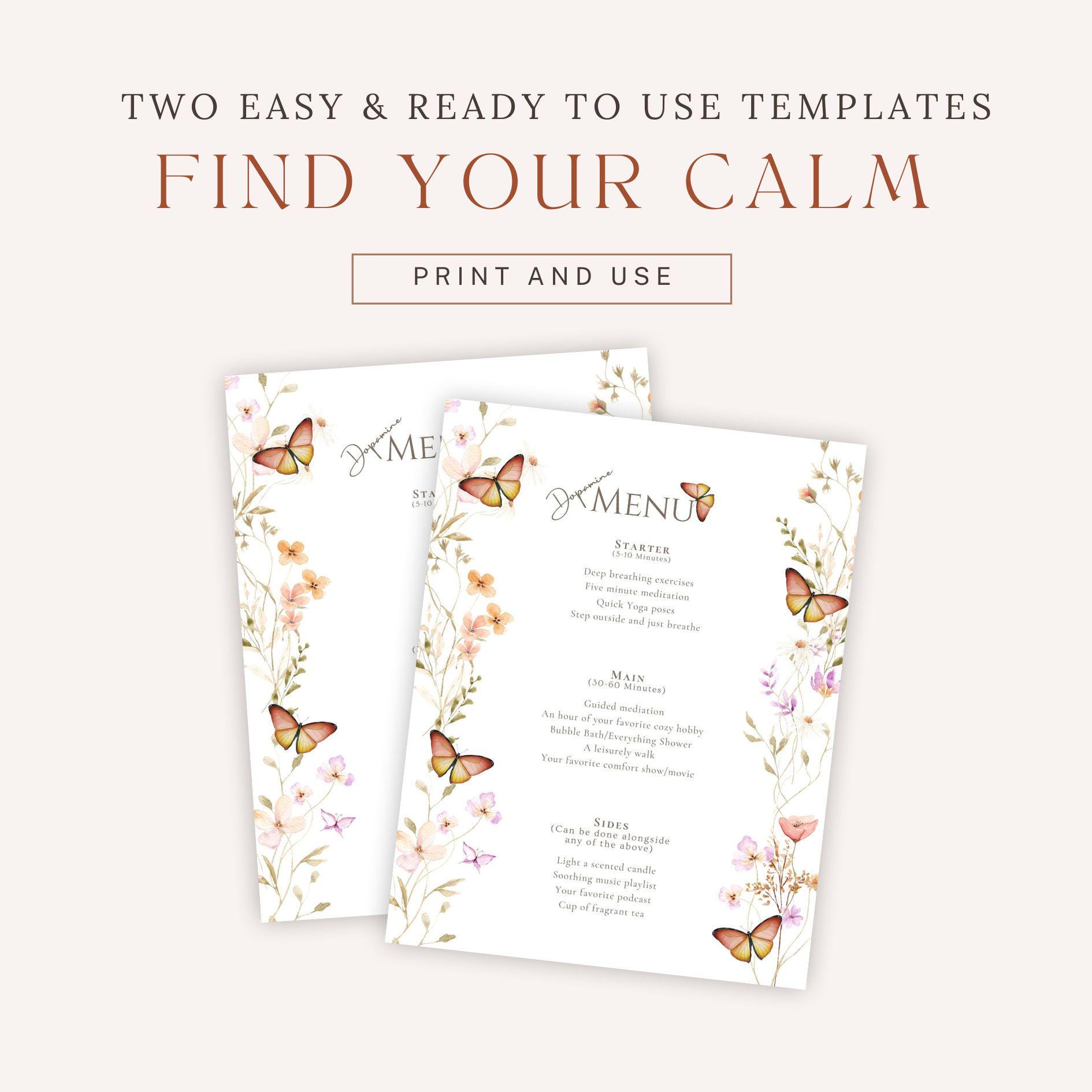 Dopamine Menu Printable for Overwhelmed Minds, Simple Self Care for ...