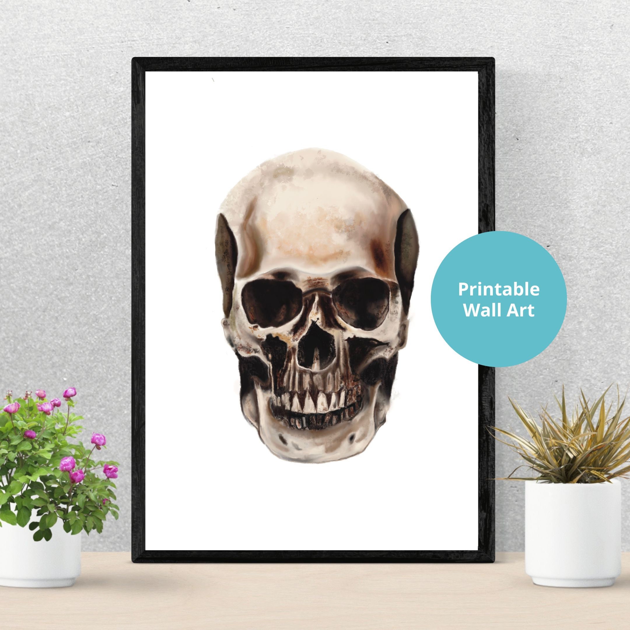 Human Skull Digital Download Skull Decor Wall Art Spooky Home Decor ...