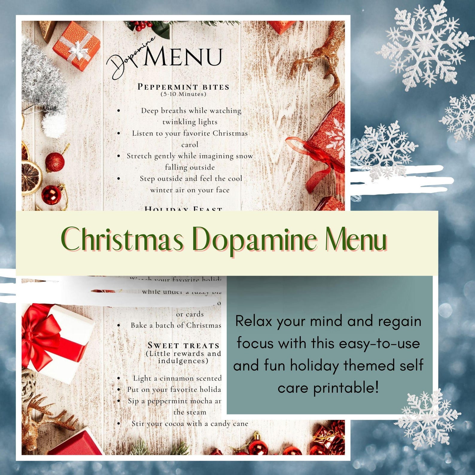 Christmas Themed Dopamine Menu With Free Bonus Printable: Mental Health ...