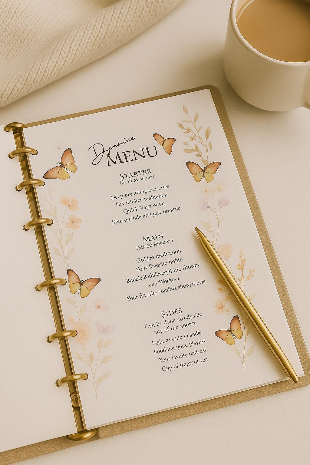 Dopamine Menu Printable for Overwhelmed Minds, Simple Self Care for ...