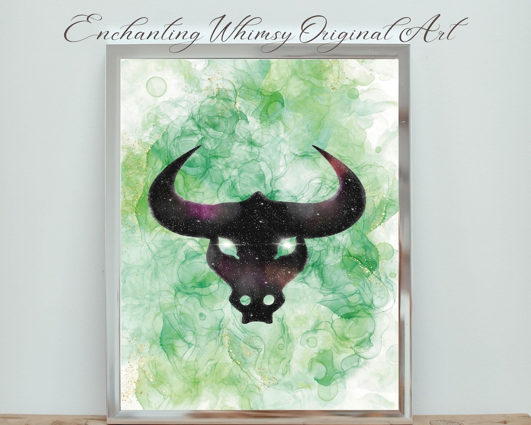 Taurus Zodiac Print: Emerald Green Galaxy Silhouette (digital Download ...