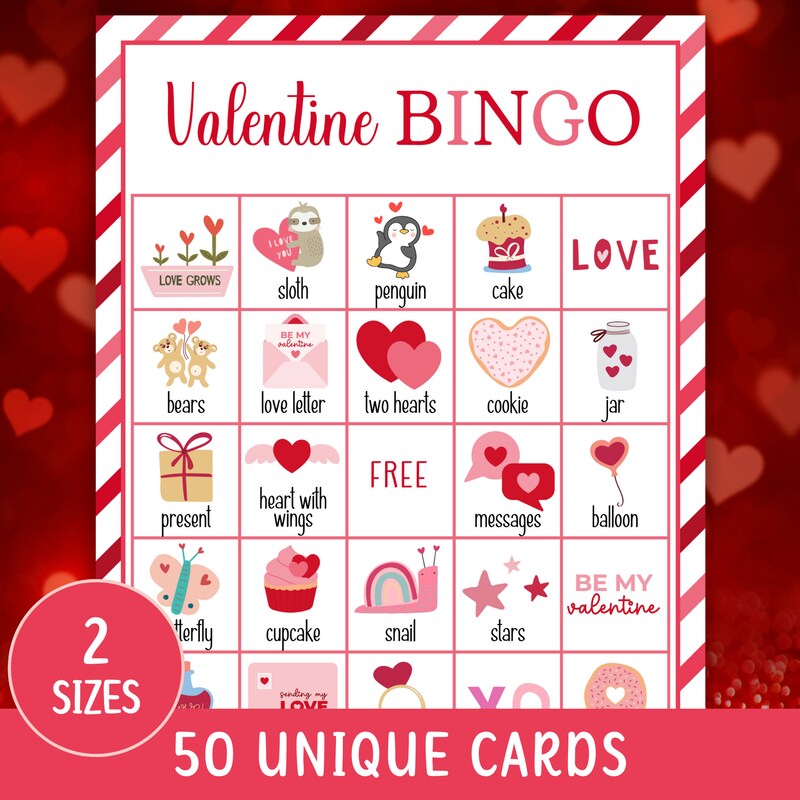 Valentine Bingo Cards - Etsy