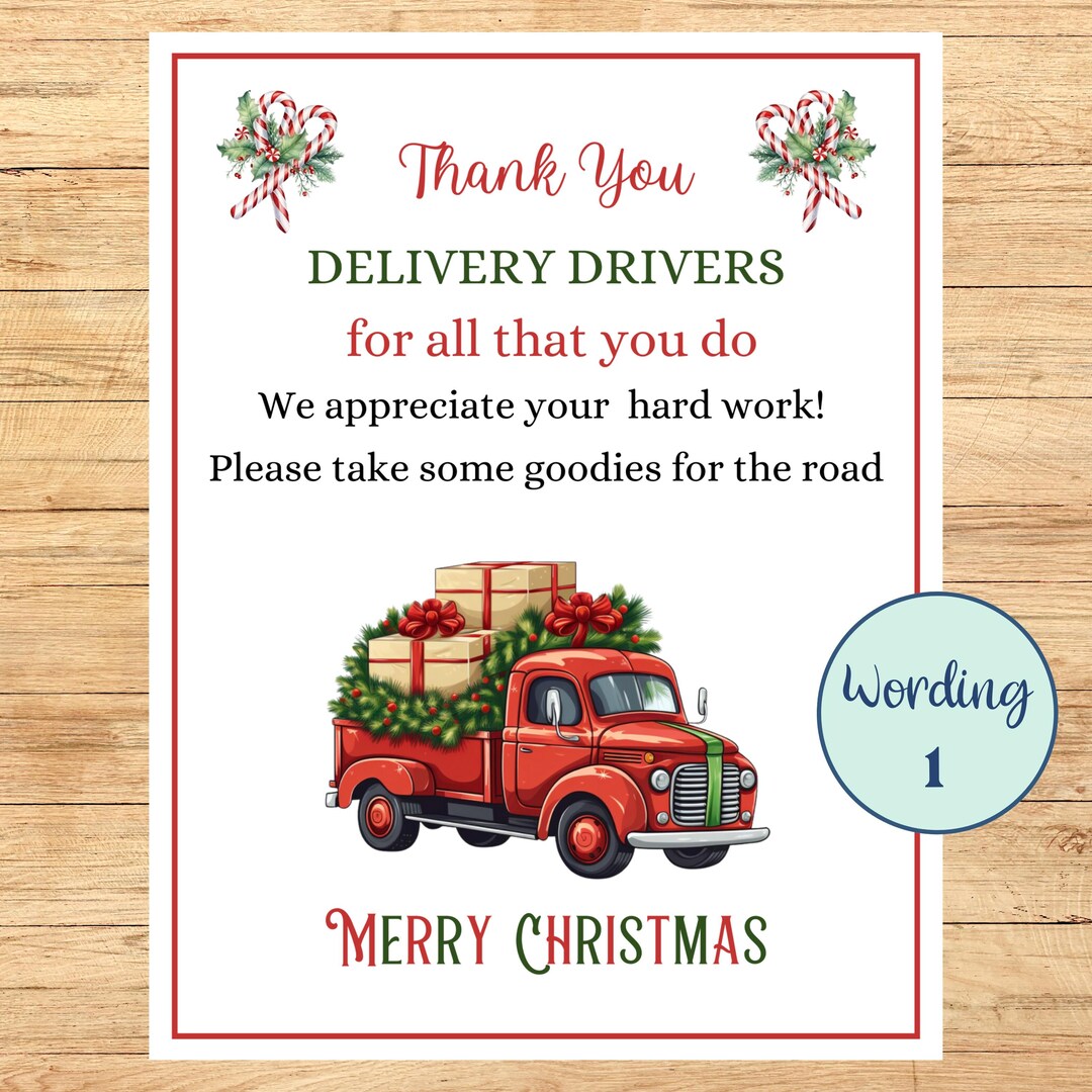 Delivery Driver Thank You, Thank You Delivery Driver, Thank You Sign ...