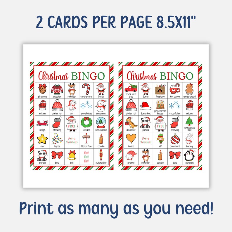 Christmas Bingo for 50, Work Holiday Bingo, Office Party Bingo ...