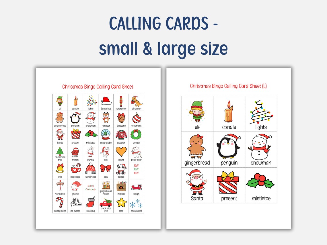 30 Christmas Bingo Cards, Printable Christmas Bingo Game for Kids ...
