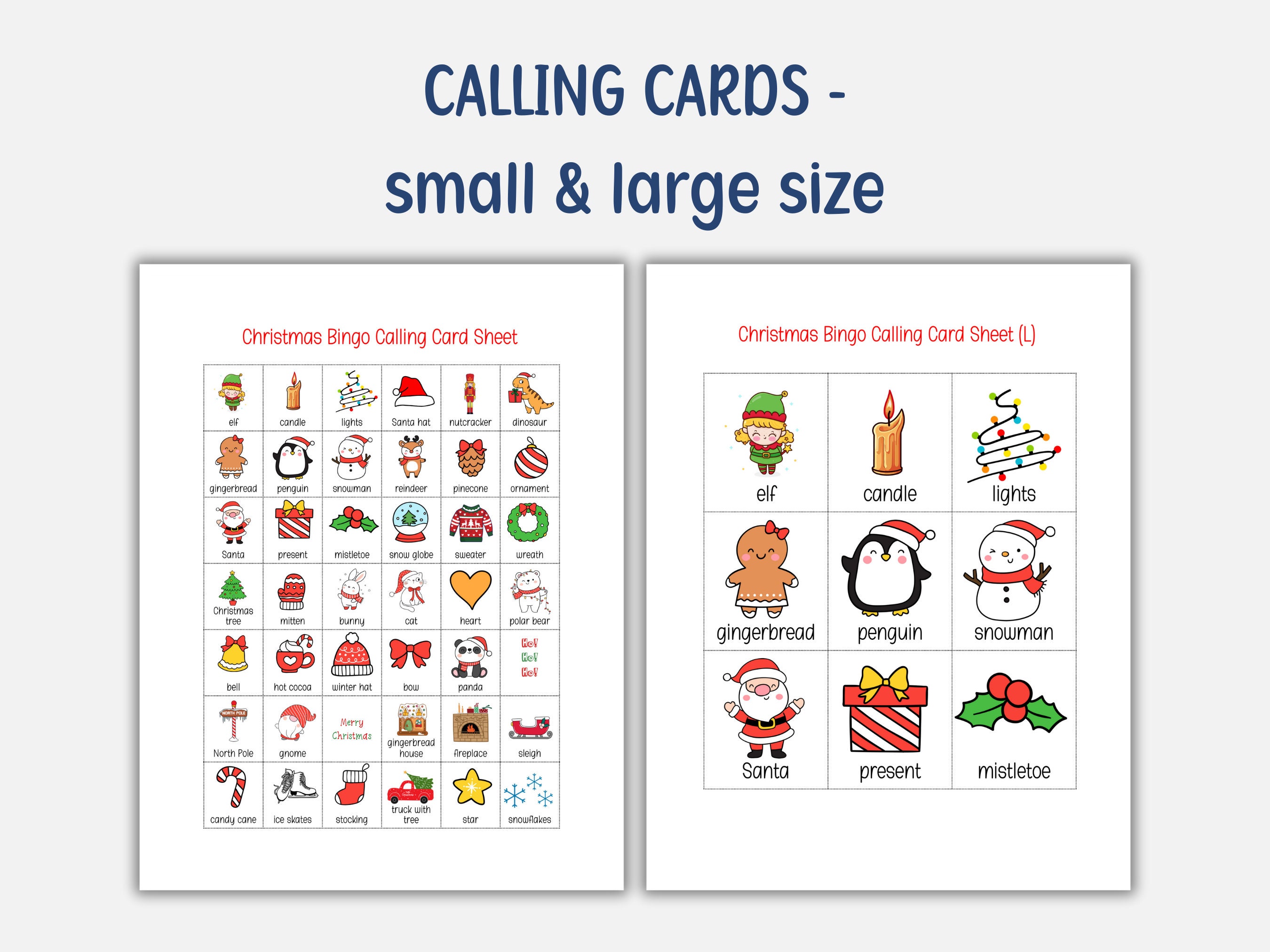 30 Christmas Bingo Cards, Printable Christmas Bingo Game for Kids ...