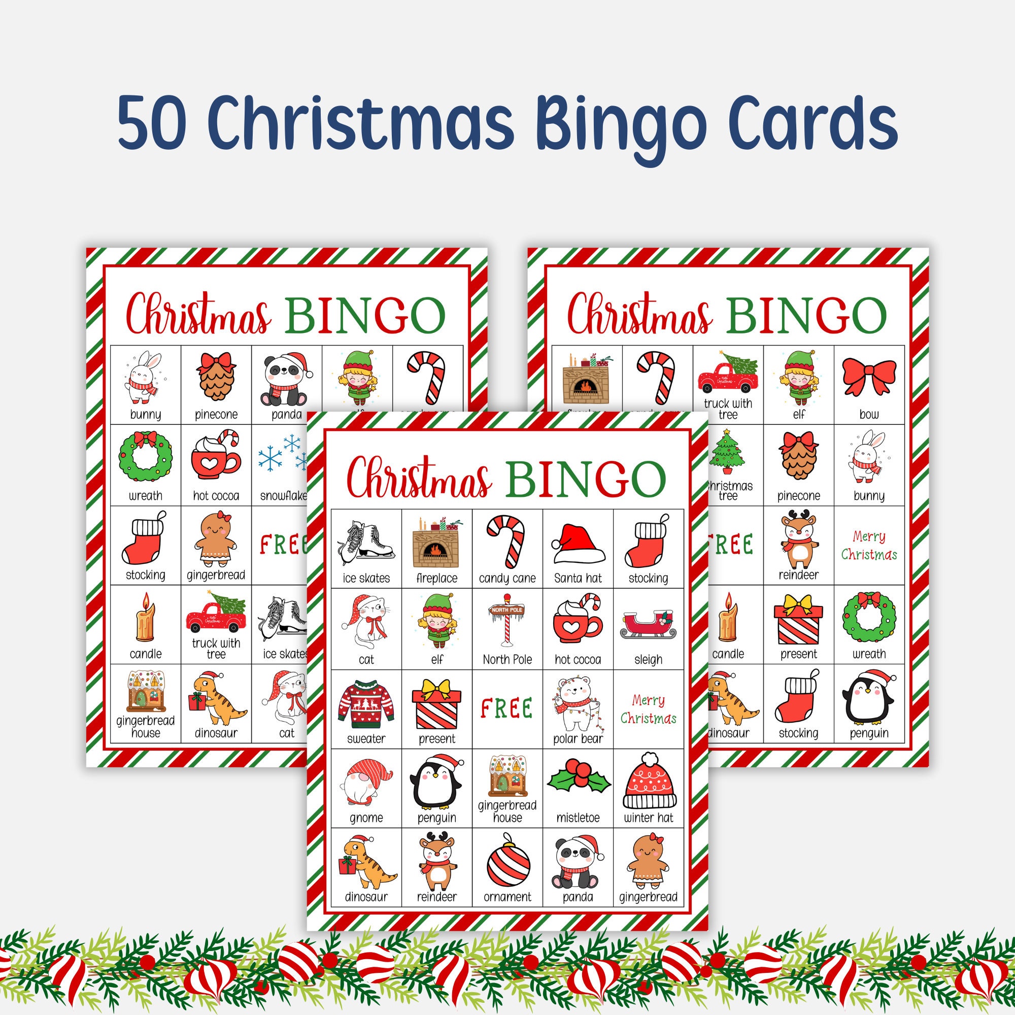 Christmas Bingo for 50, Work Holiday Bingo, Office Party Bingo ...