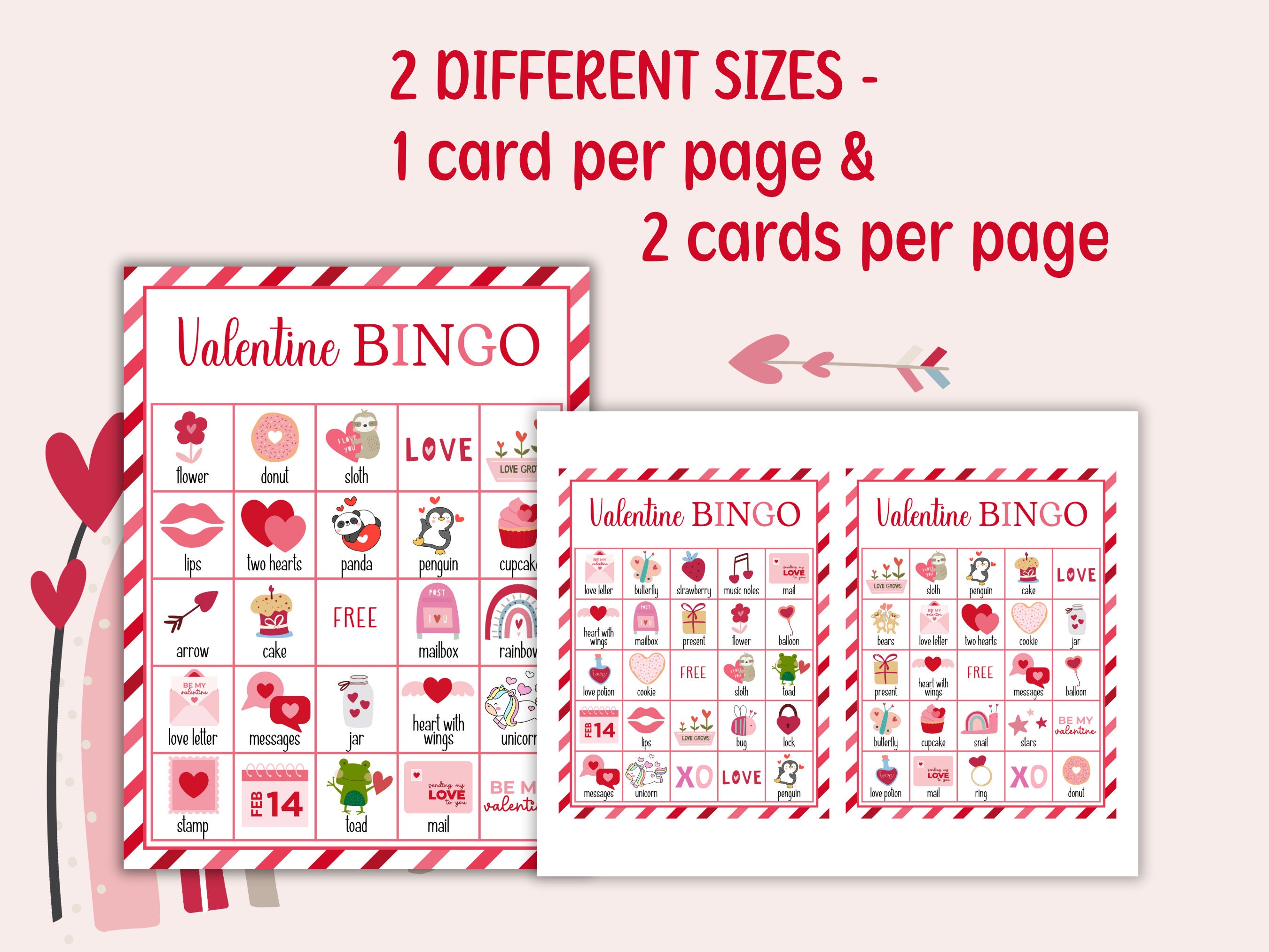 Valentine Bingo, Valentine Bingo Printable, Valentine Bingo Card, 50 ...