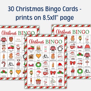 30 Christmas Bingo Cards, Printable Christmas Bingo Game for Kids ...