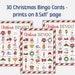 30 Christmas Bingo Cards, Printable Christmas Bingo Game for Kids ...