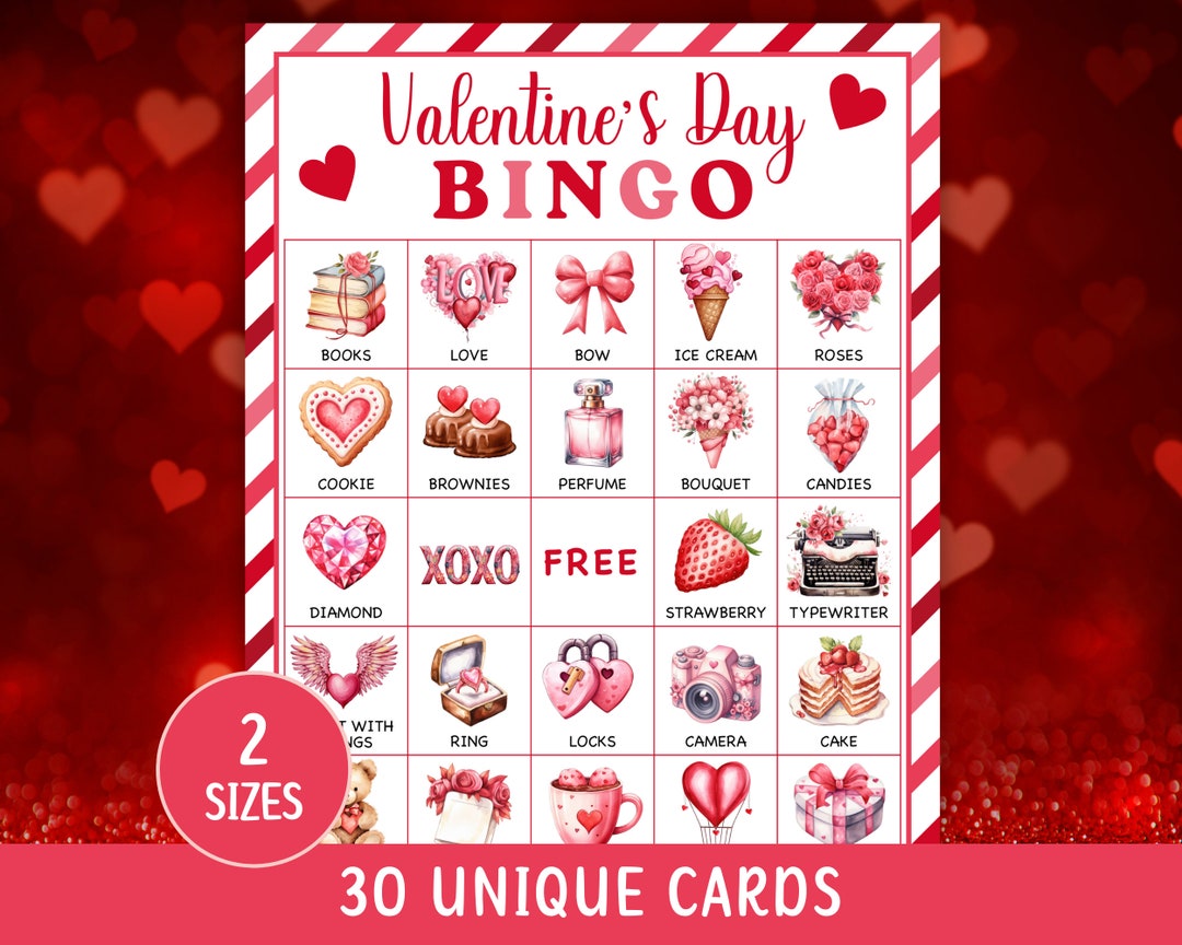30 Valentine Bingo, Valentines Bingo, Valentines Day Bingo, Valentines ...