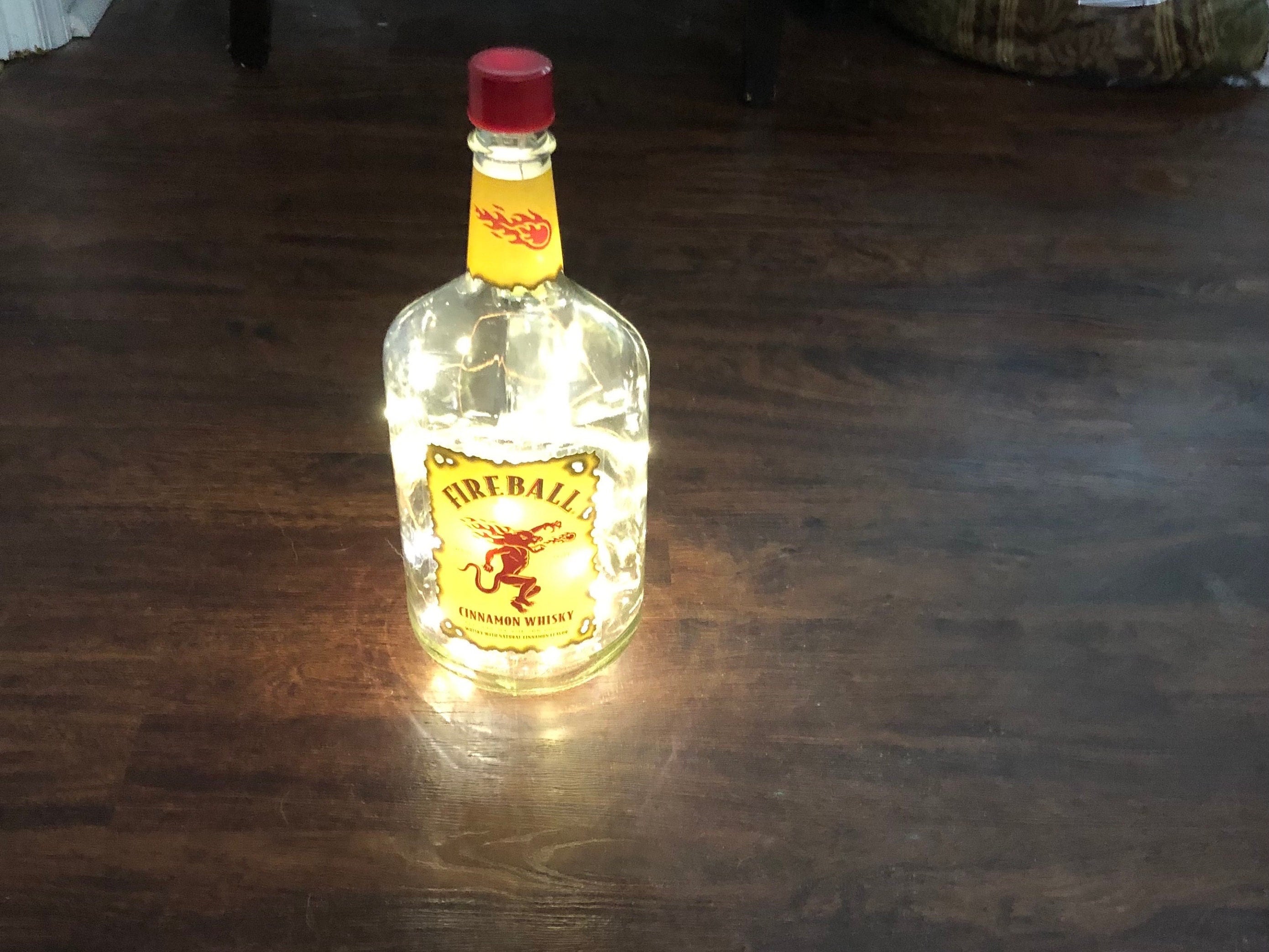 Upcycled 1.75 L Fireball Handle Bottle With Mini LED Lights - Etsy