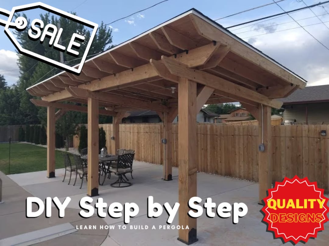 24x12 Lean-to Pergola or Pavilion Plans to Build Your Own Spacious ...