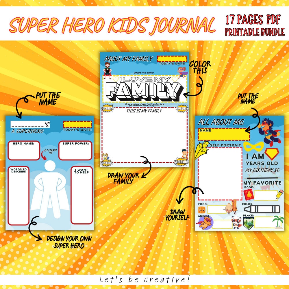 Kids Superhero Journal Printable Pdf-kids Journal Printable-superhero ...