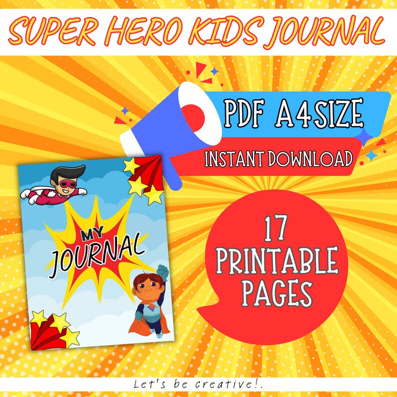 Kids Superhero Journal Printable Pdf-kids Journal Printable-superhero ...