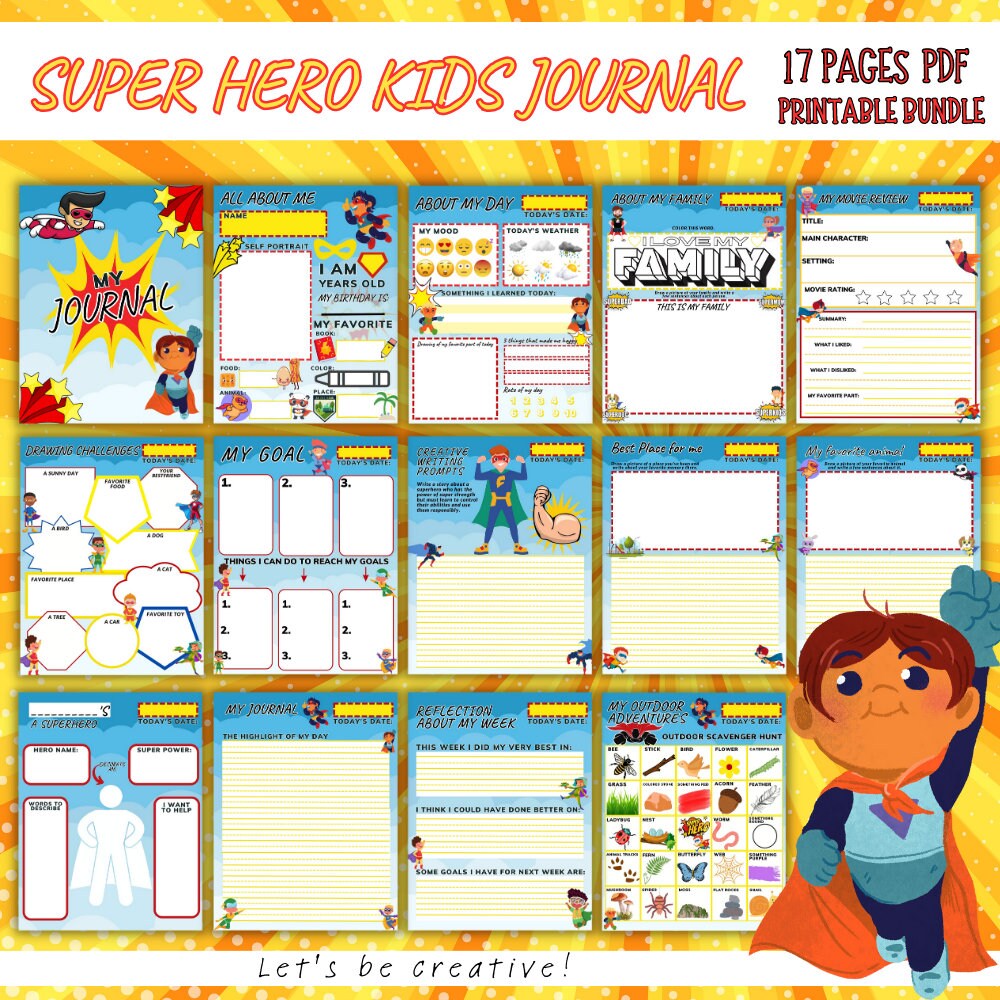 Kids Superhero Journal Printable Pdf-kids Journal Printable-superhero ...