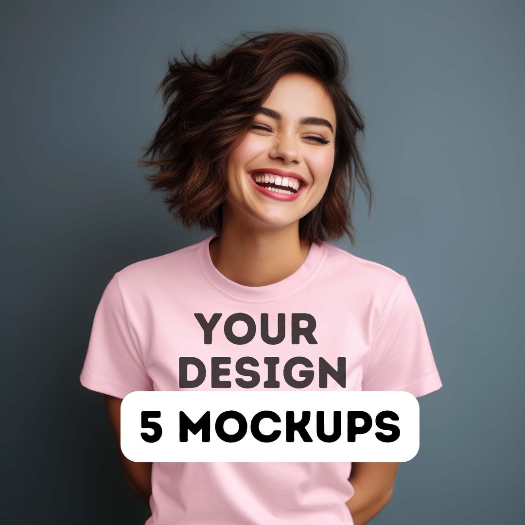 5000 Light Pink Mockup, Gildan Light Pink Female Mock Up, Your Design ...