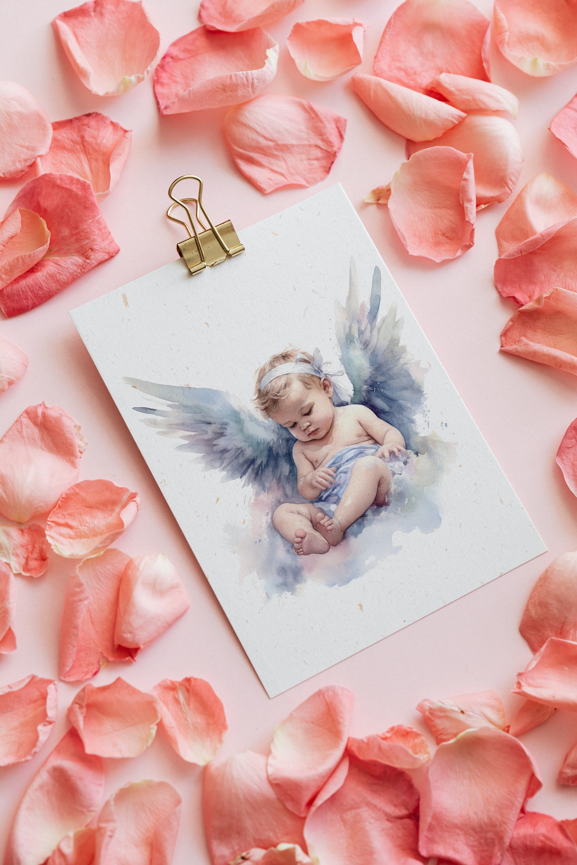 Baby Angels Clipart Watercolor Angel Babies Postcard 50 High - Etsy