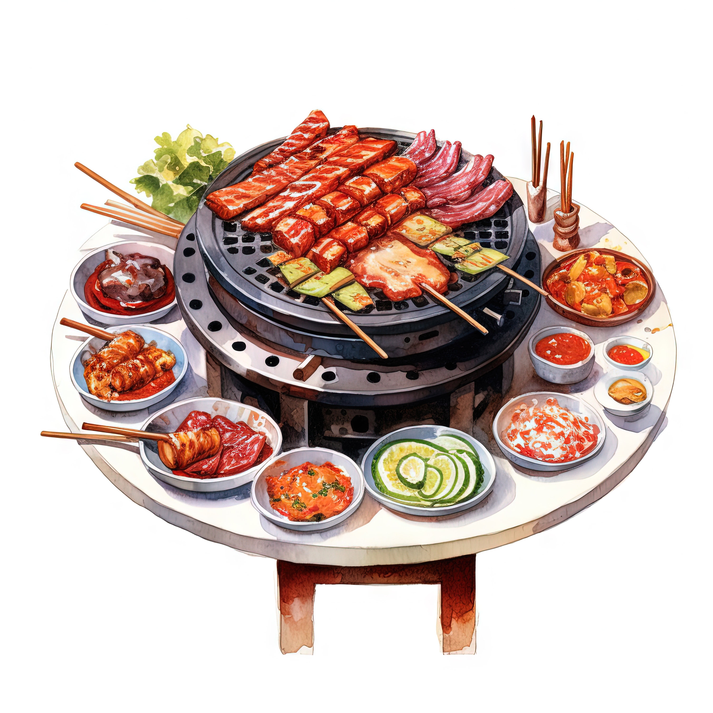 Korean Barbecue Clipart Korean Food Korean Bbq Korea Food - Etsy